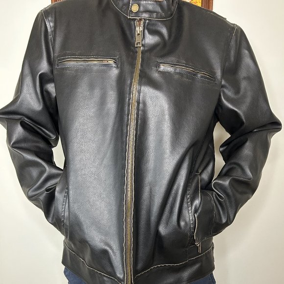 Black Rivet | Jackets & Coats | Black Rivet Faux Leather Jacket Mens ...